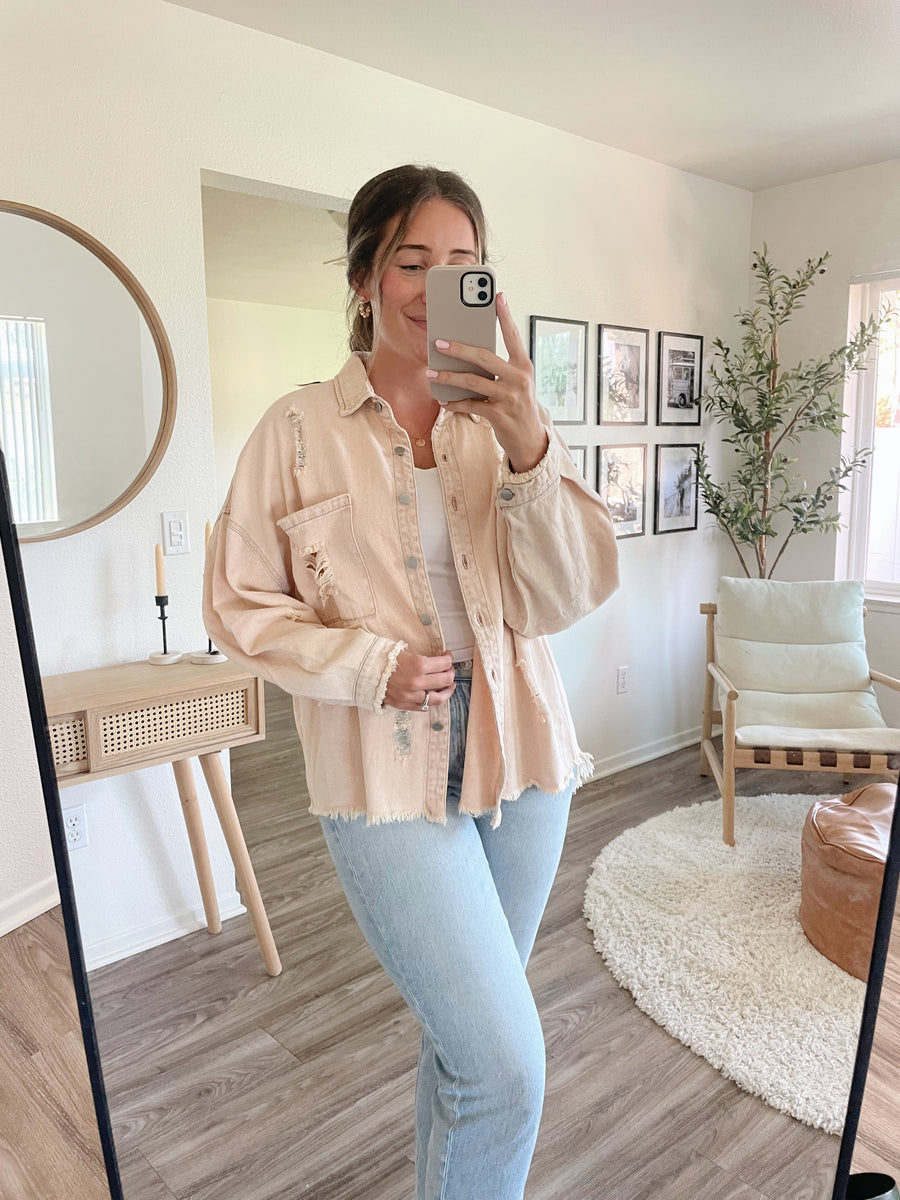 Blush Jean Button Up – Simply Chosen